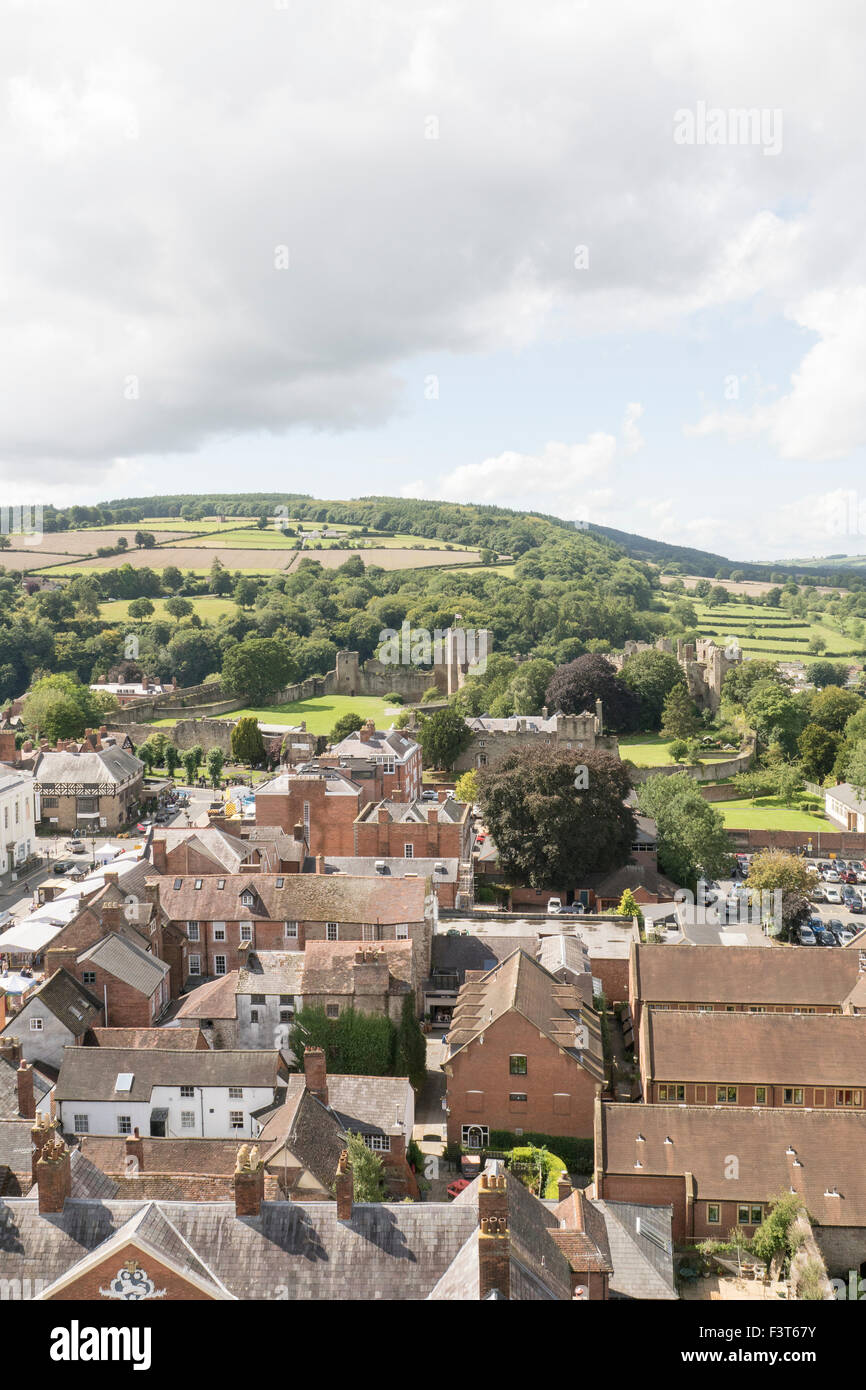 Ludlow town from St Laurances church tower Stock Photo - Alamy