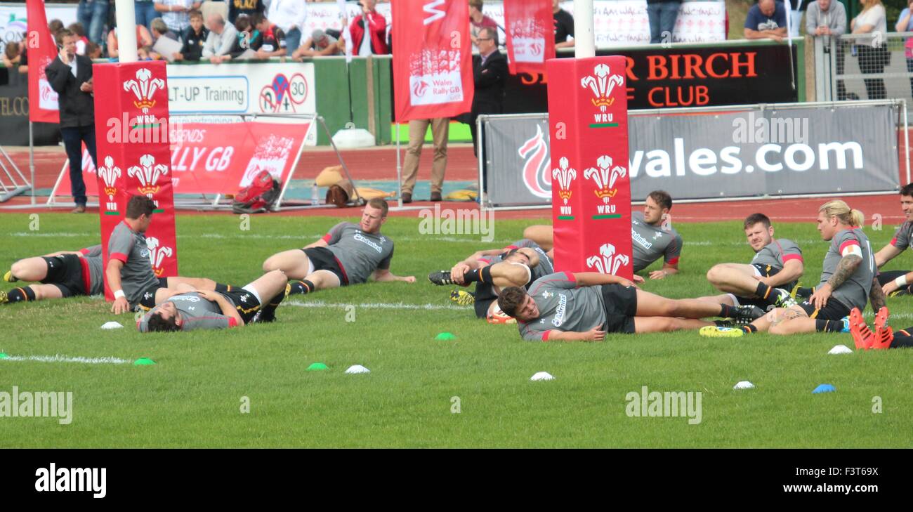 The Welsh rugby team participate in a training session at Eirias ...