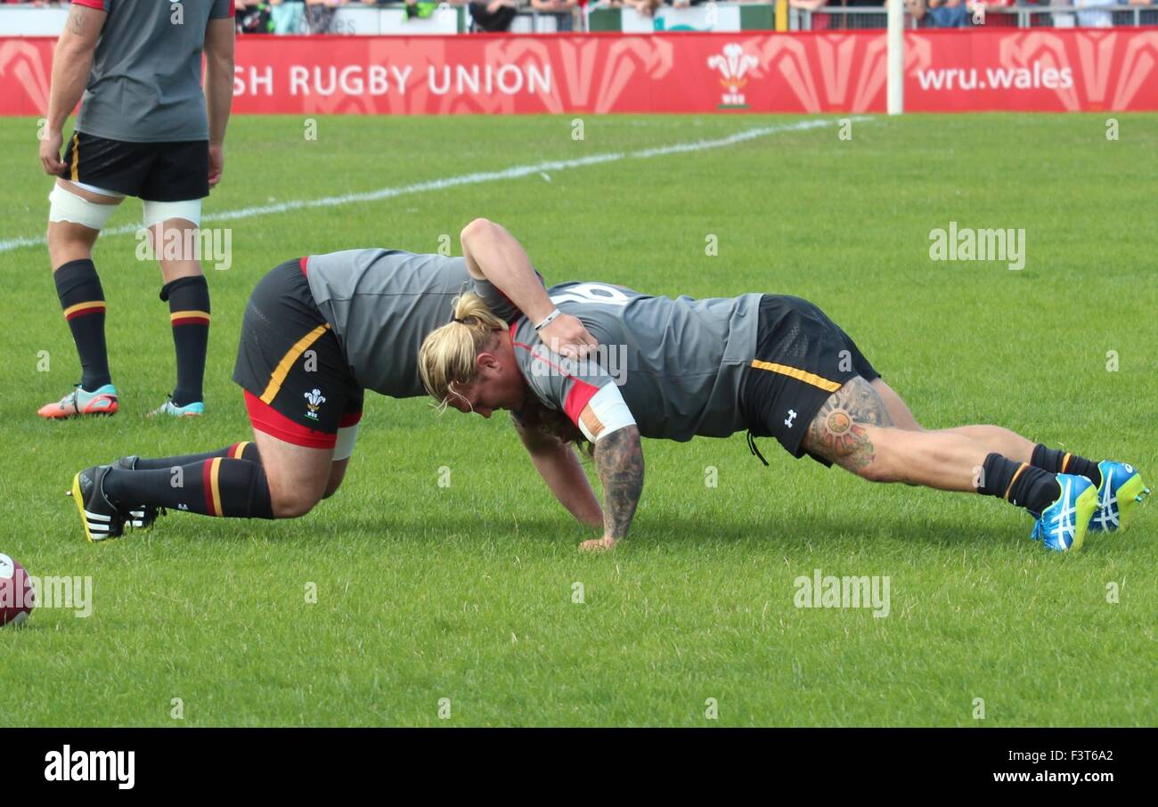 The Welsh rugby team participate in a training session at Eirias ...