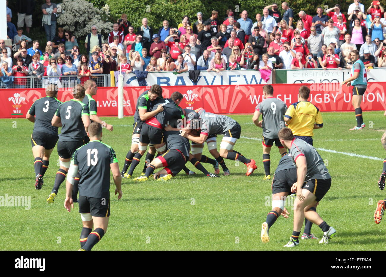 The Welsh rugby team participate in a training session at Eirias ...