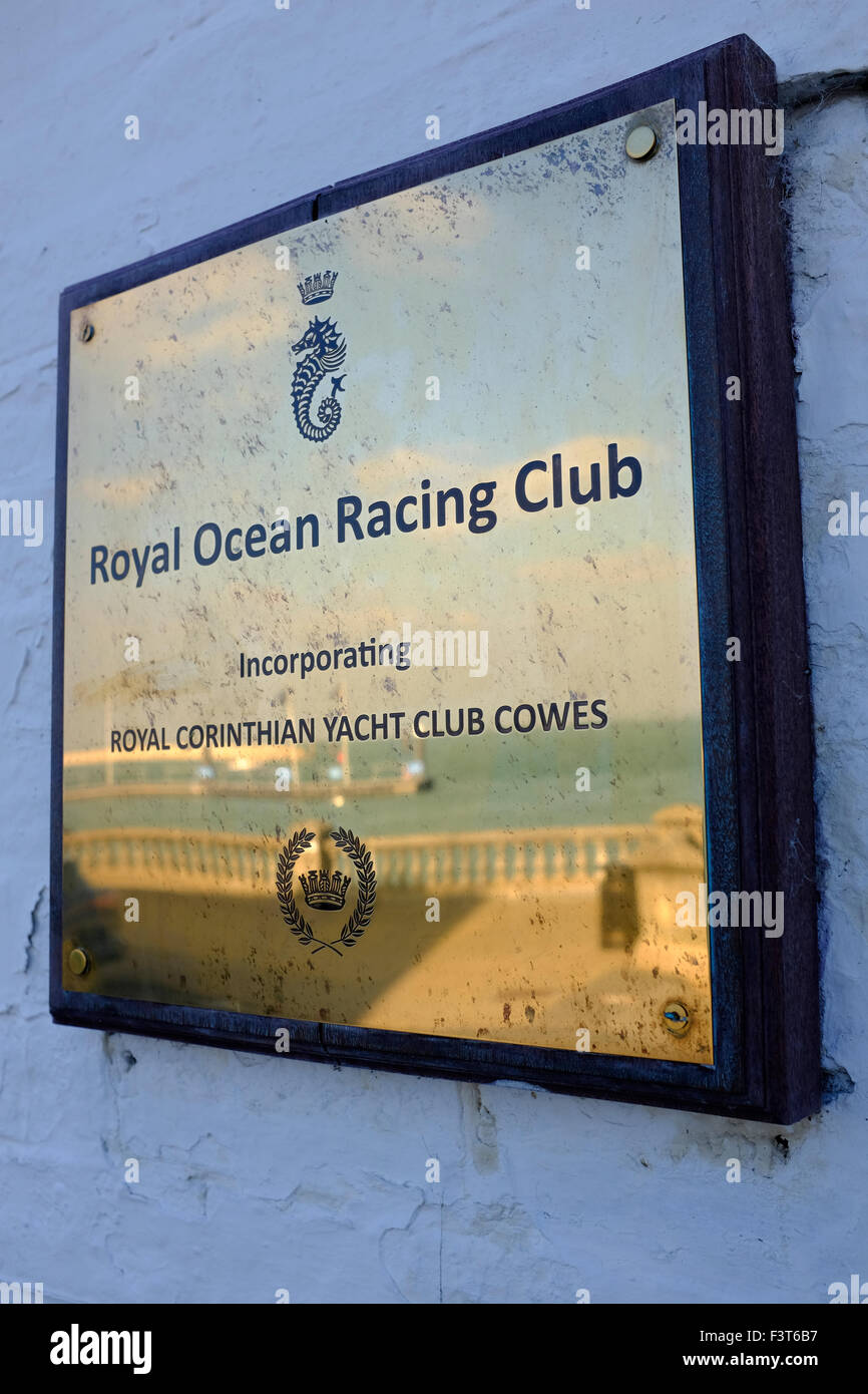 Royal Ocean Racing club plaque out side of Royal Conrithian Yacht Club ...