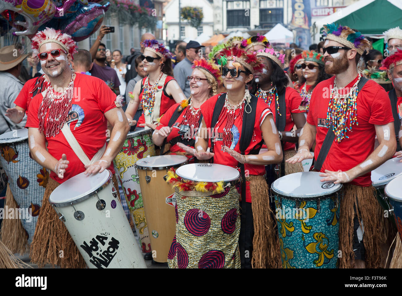 brasilian samba drummers parade drums Kingston upon Thames Stock Photo ...