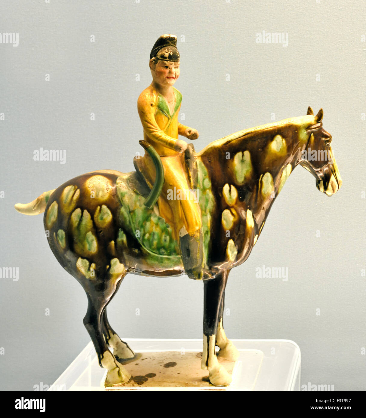 Polychrome Glazed Pottery figurine of Equestrian 618 - 907 AD Tang Han ...