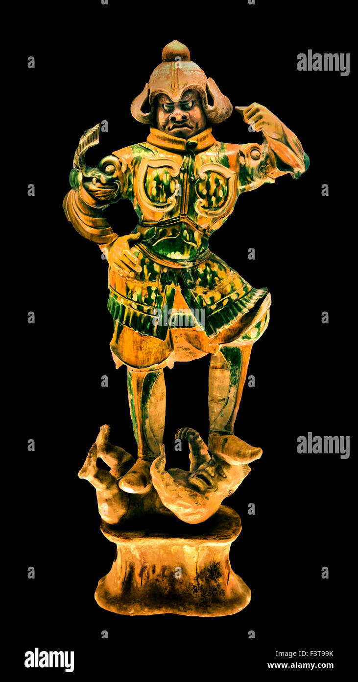 Polychrome Glazed Pottery Statue of Heavenly Guardian 618 - 907 AD Tang ...