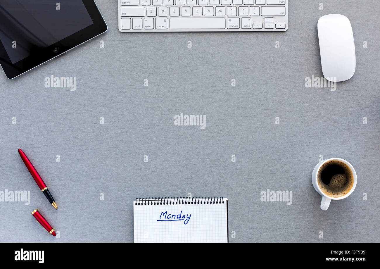 View from above on the office working place at morning Stock Photo - Alamy