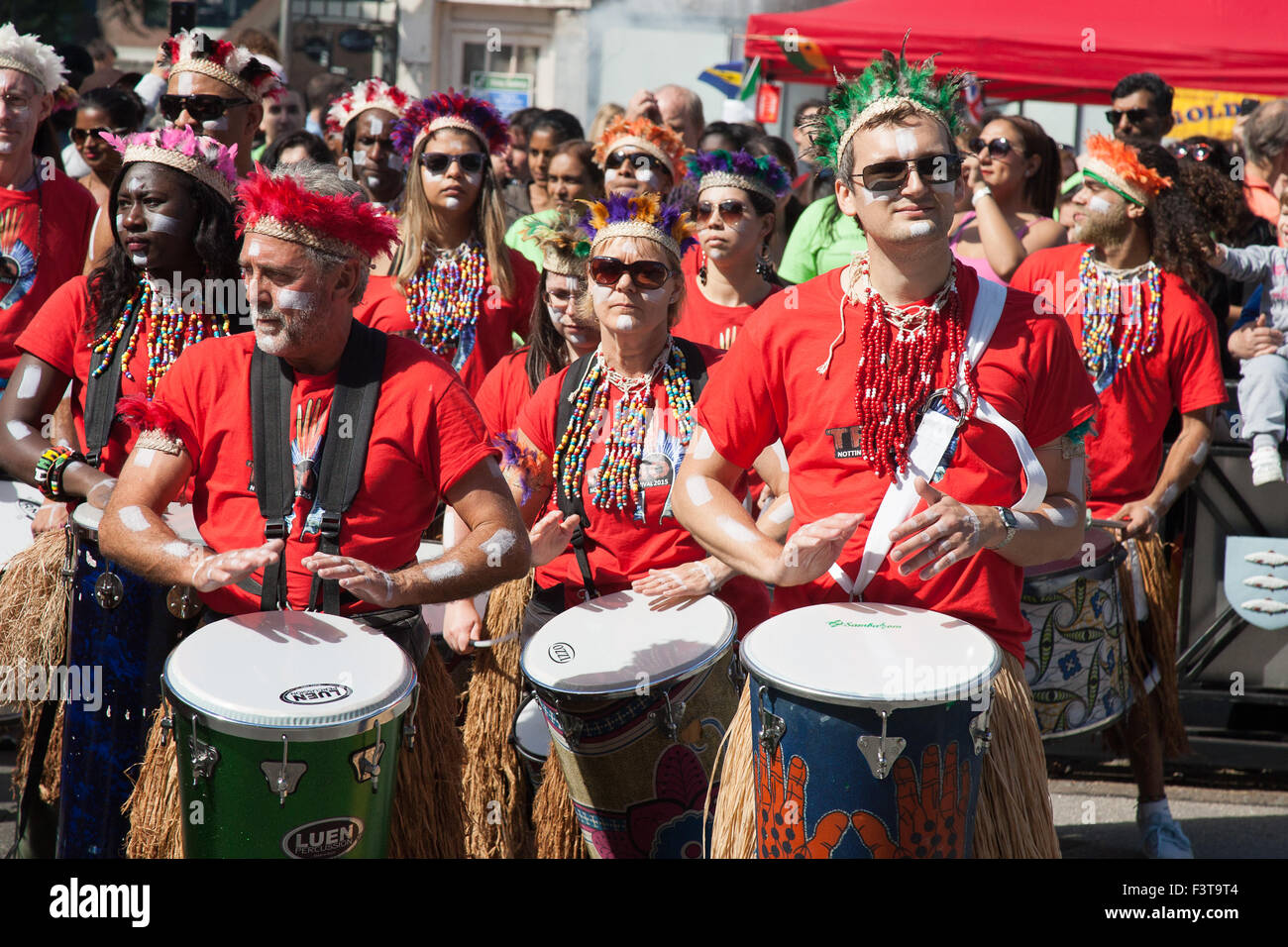 brasilian samba drummers parade drums Kingston upon Thames Stock Photo ...