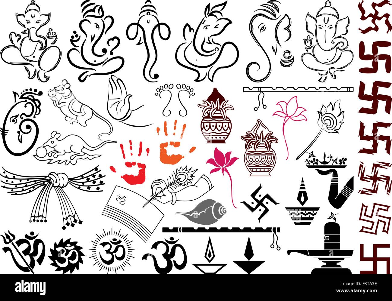 Hindu Wedding Symbols Vector