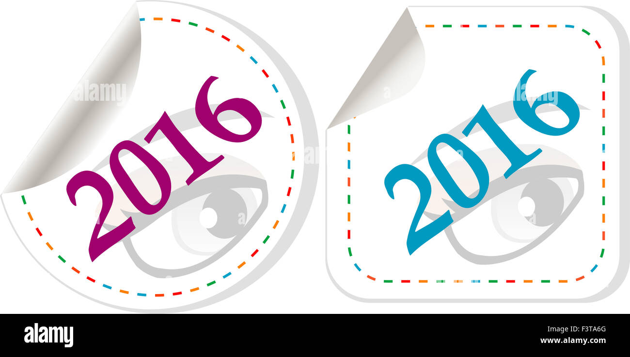 2016 new year symbol, icons or button set isolated on white background ...