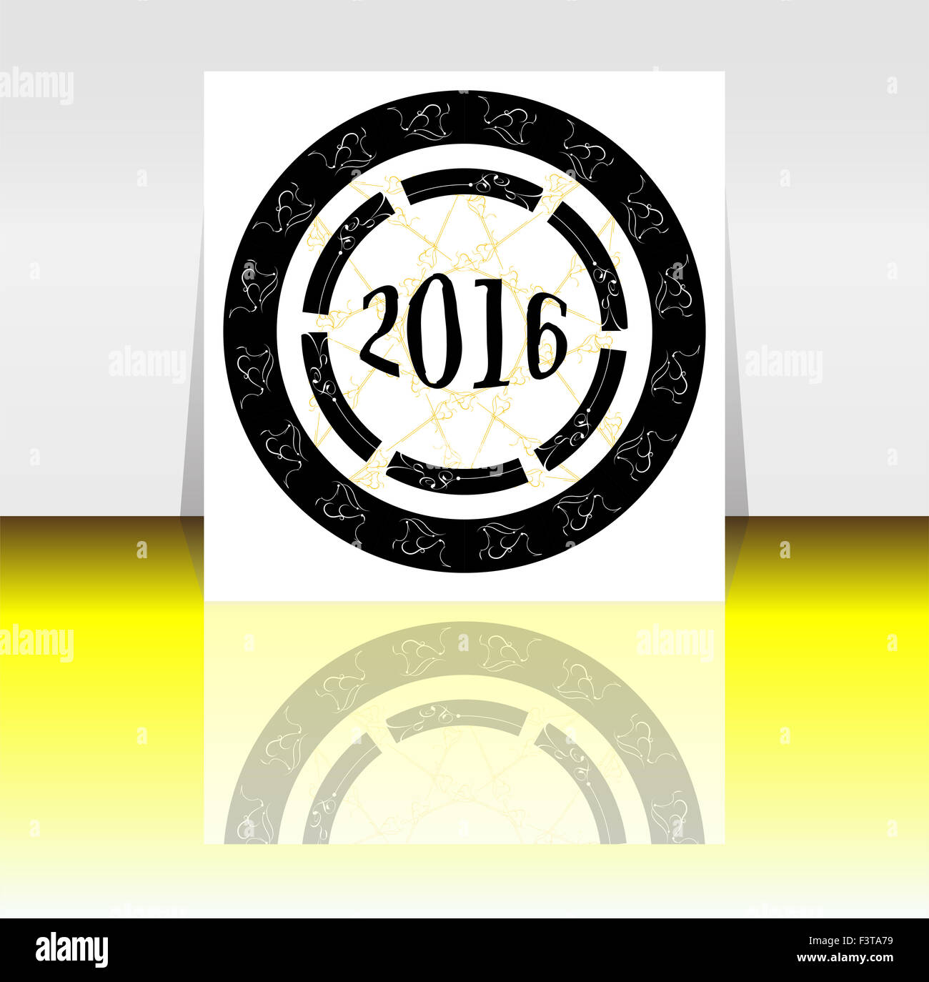 Happy new year 2016 symbol with calligraphic design on abstract ...