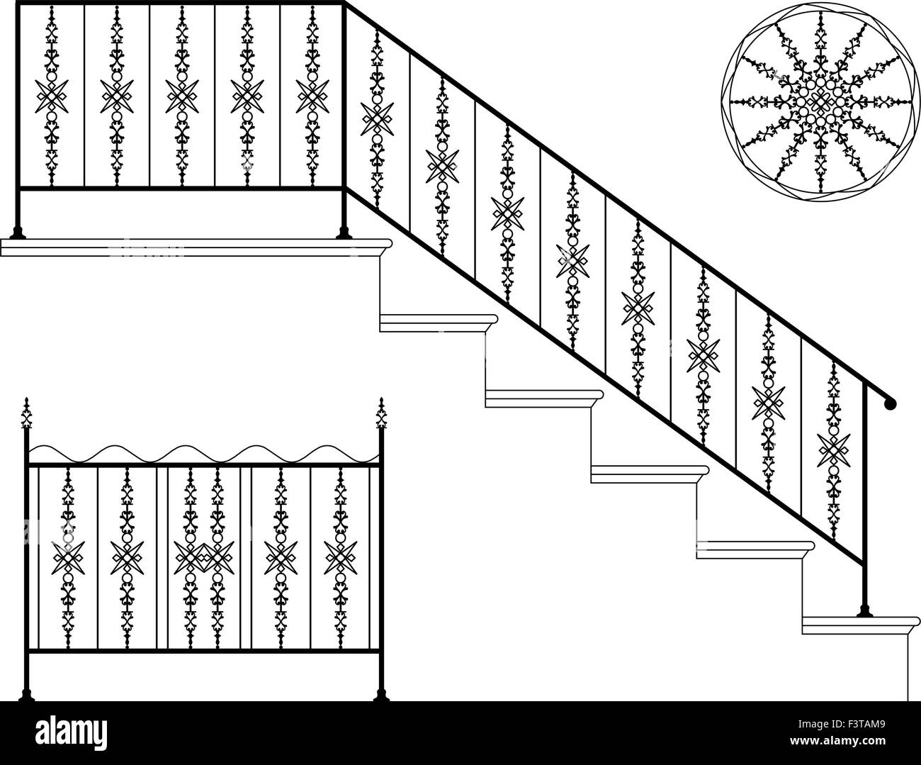 Wrought Iron Stair Railing Design Vector Art Stock Vector Image & Art ...