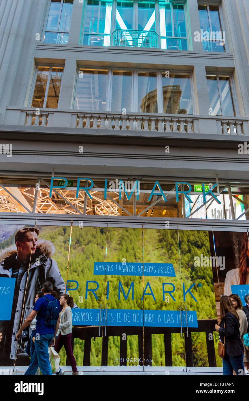 Madrid, Spain - October 10, 2015: Facade of Primark's new shop in the ...