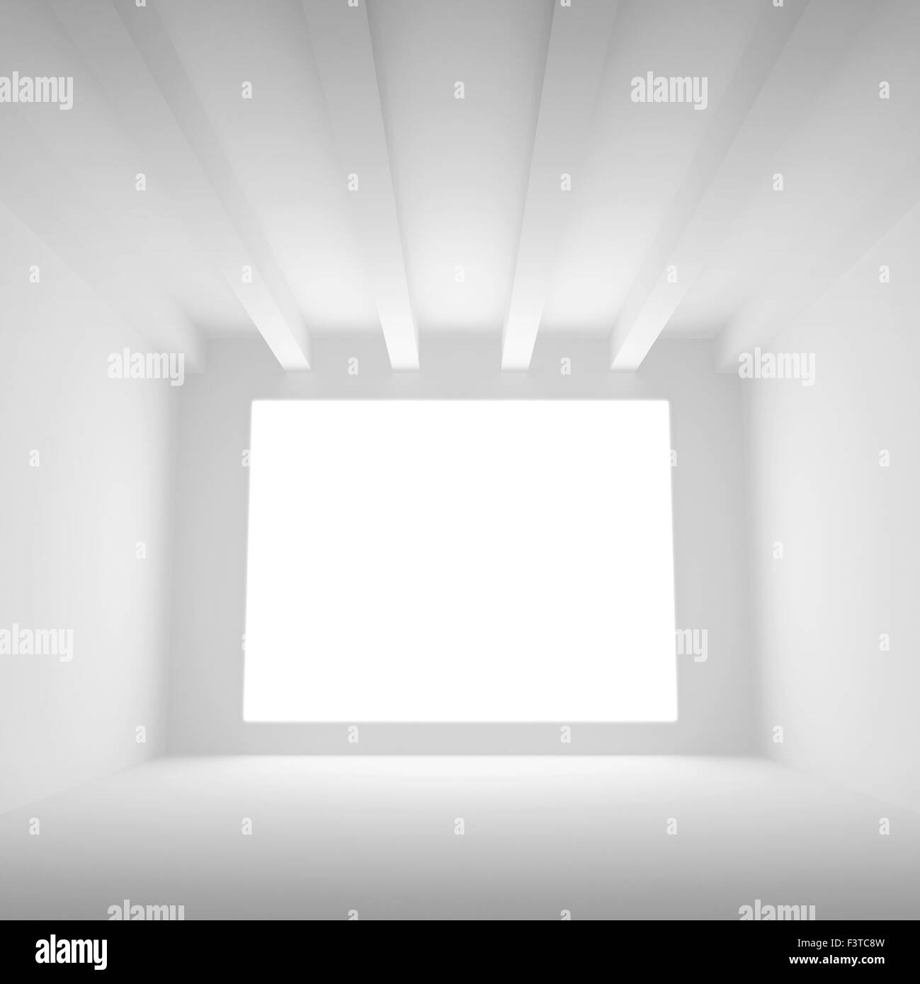 Empty white room interior with light screen. Abstract 3d background ...