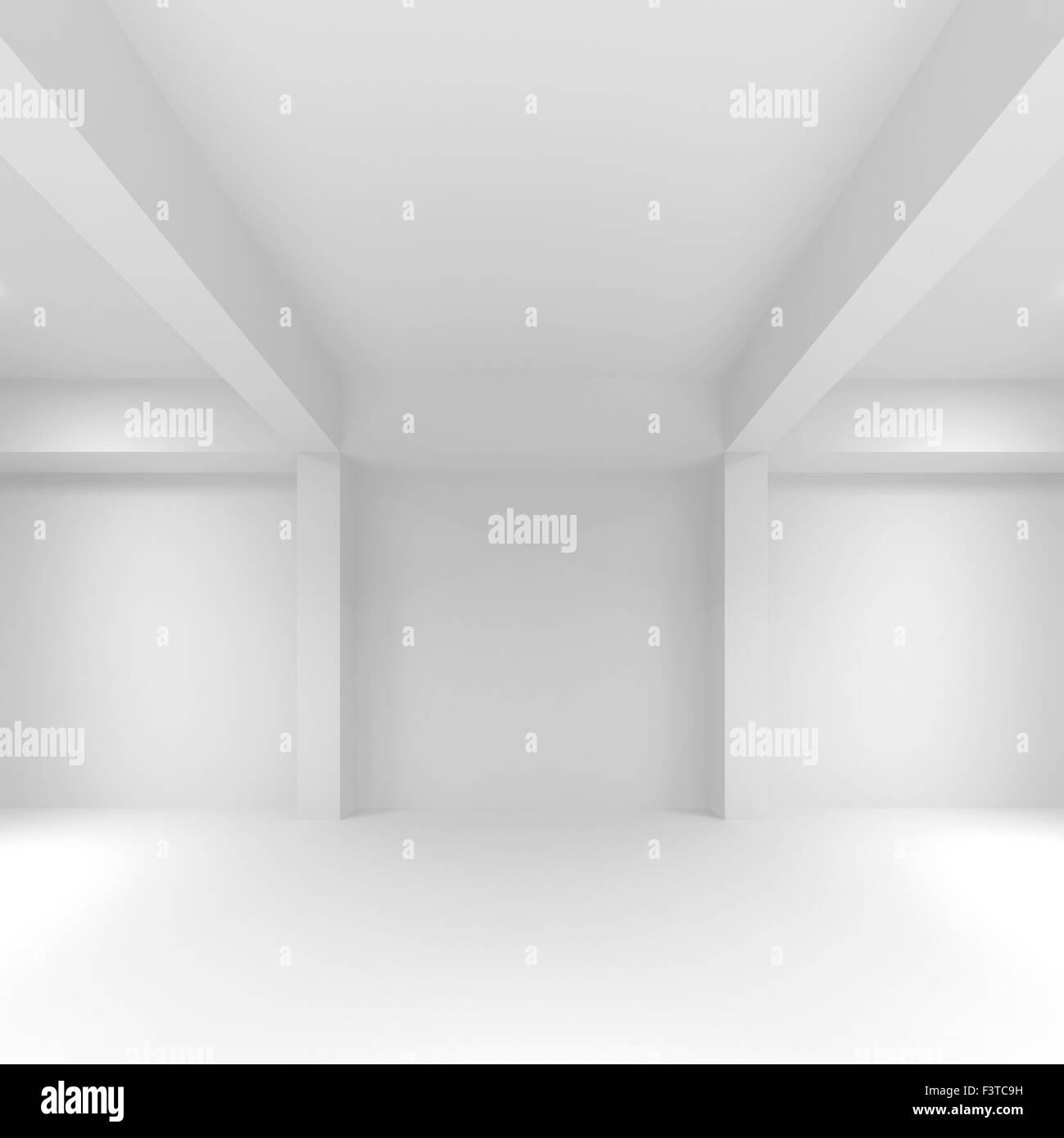 Abstract white empty interior background with soft illumination, 3d ...