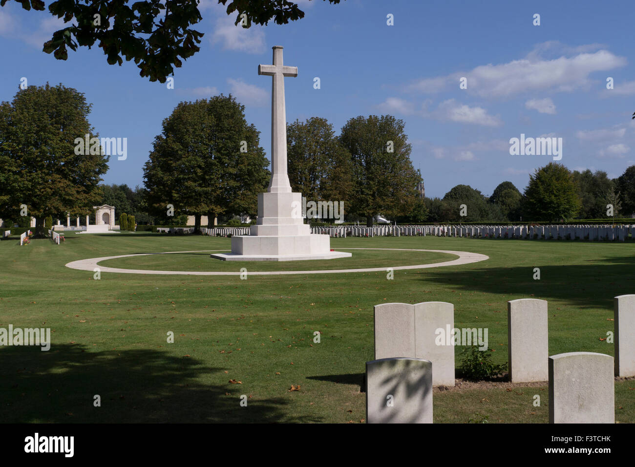 Memorial Cross.Bayeux War Cemetery is the largest Commonwealth cemetery ...