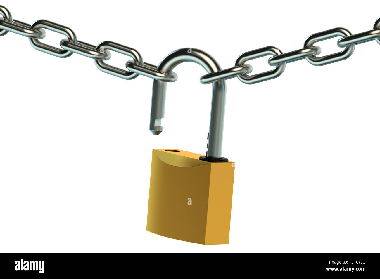 opened padlock and chain isolated on white background Stock Photo - Alamy