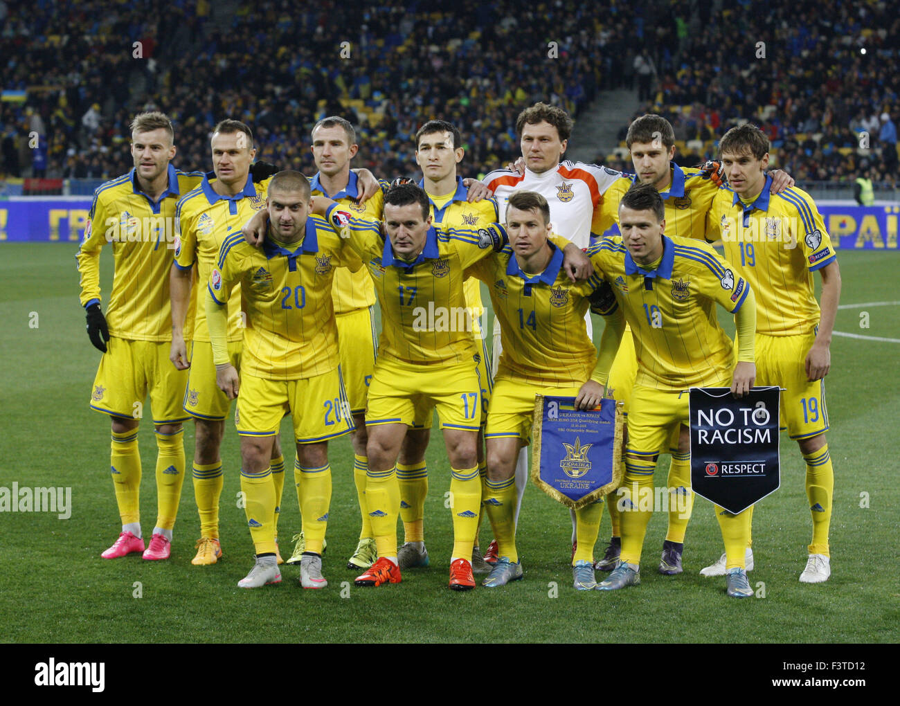 Kiev, Ukraine. 12th Oct, 2015. Ukrainian national soccer team pose for ...