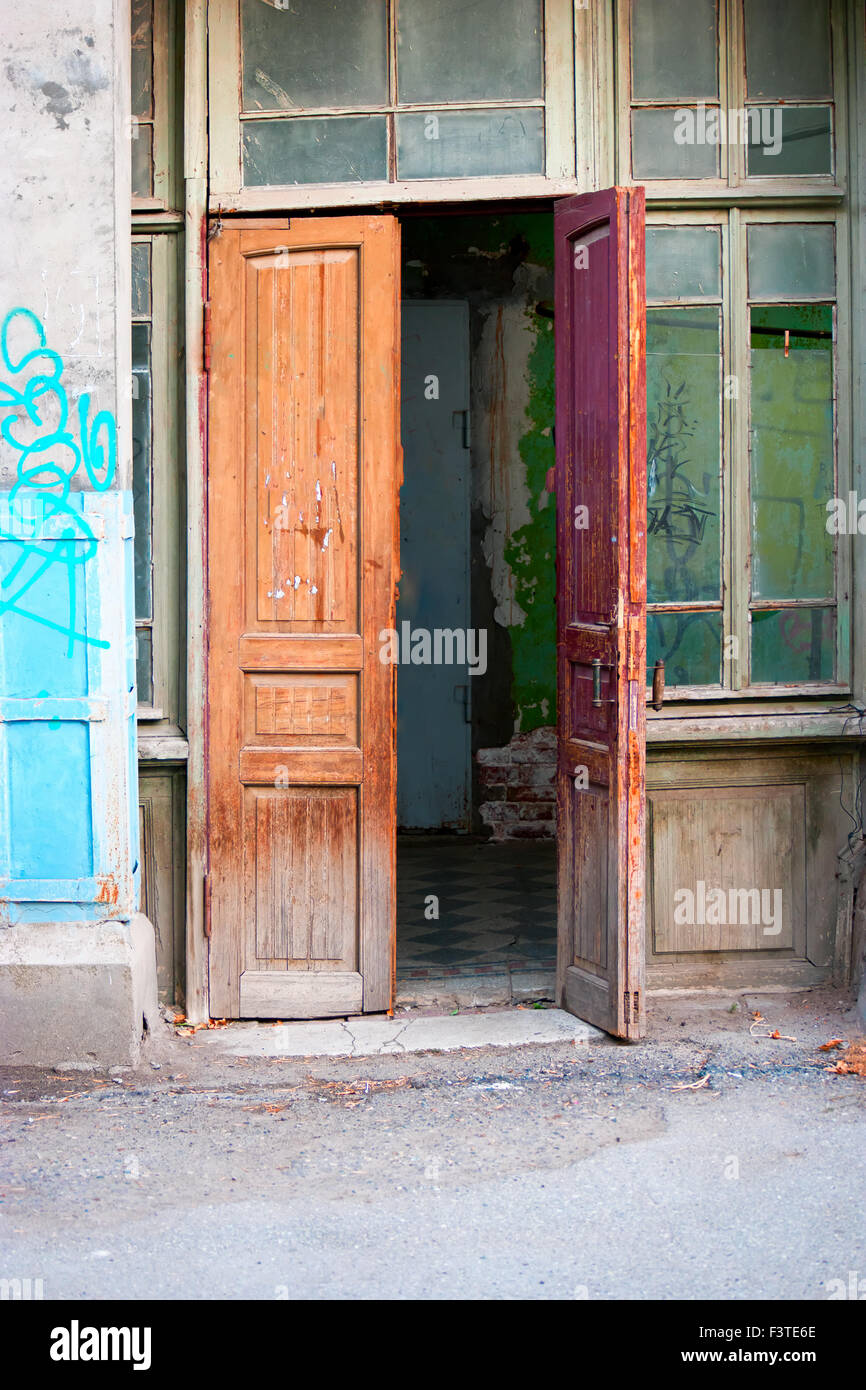 Open Old Wooden Door