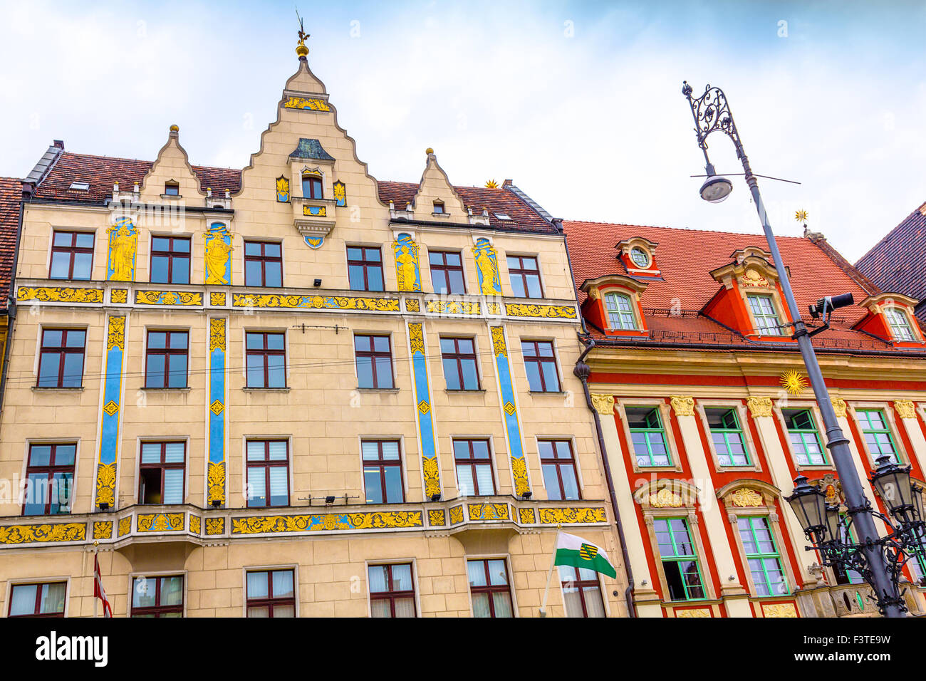 Close up of old, unique historical tenement houses at the Old Market ...