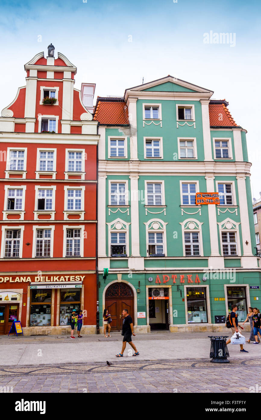 Close up of old, historical tenement houses at the Old Market Square in ...