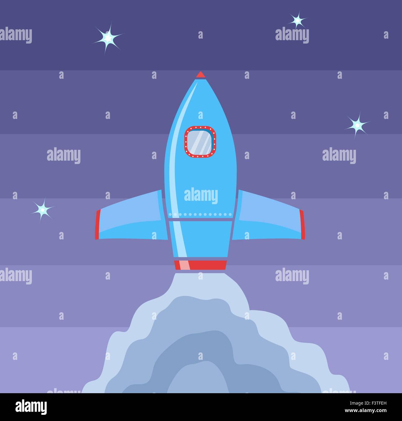 Rocket Space Ship, On Blue Background, Vector Illustration Stock Vector ...