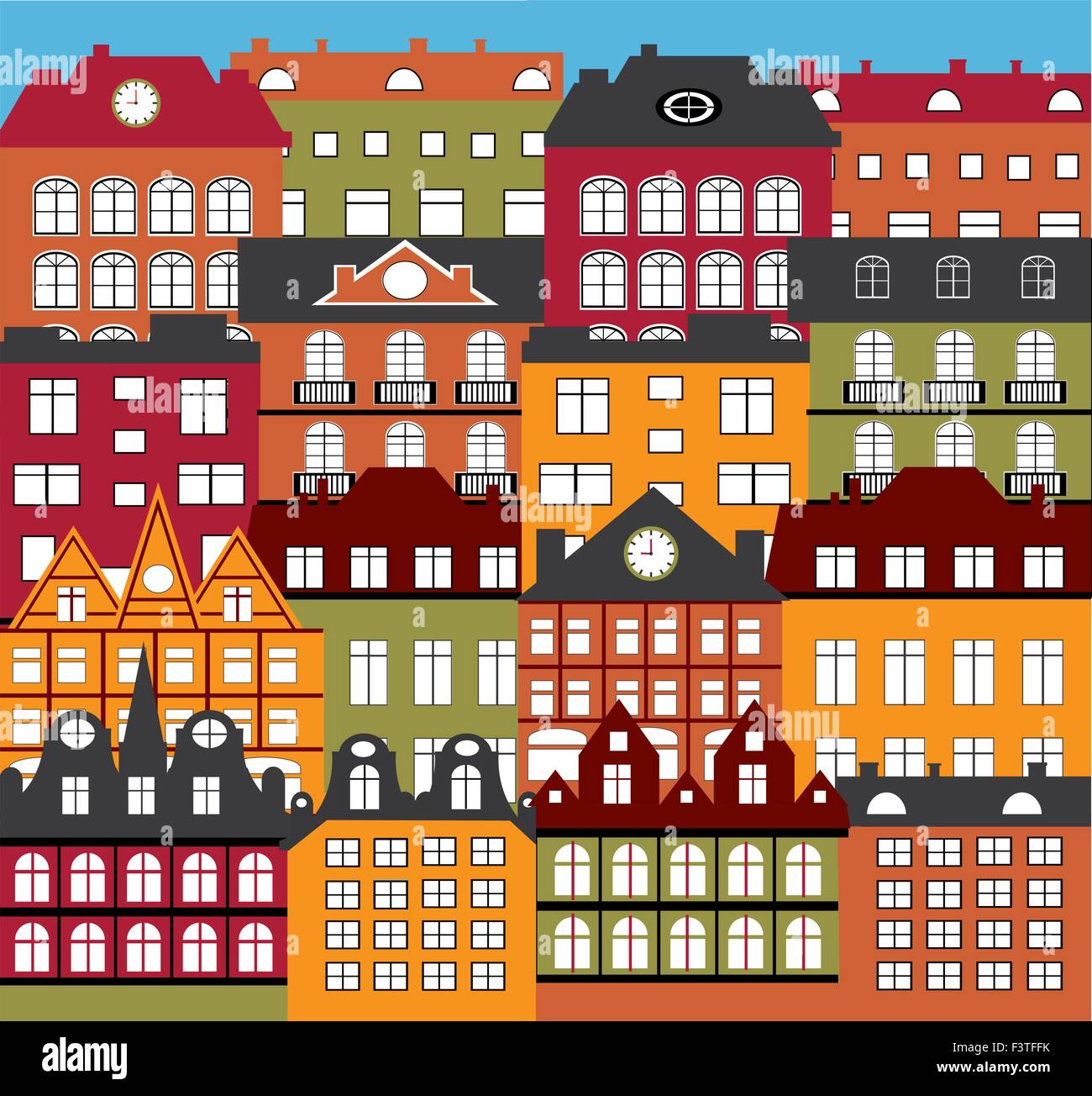 Urban art, graphics and scenes from the life of a big city. Various ...