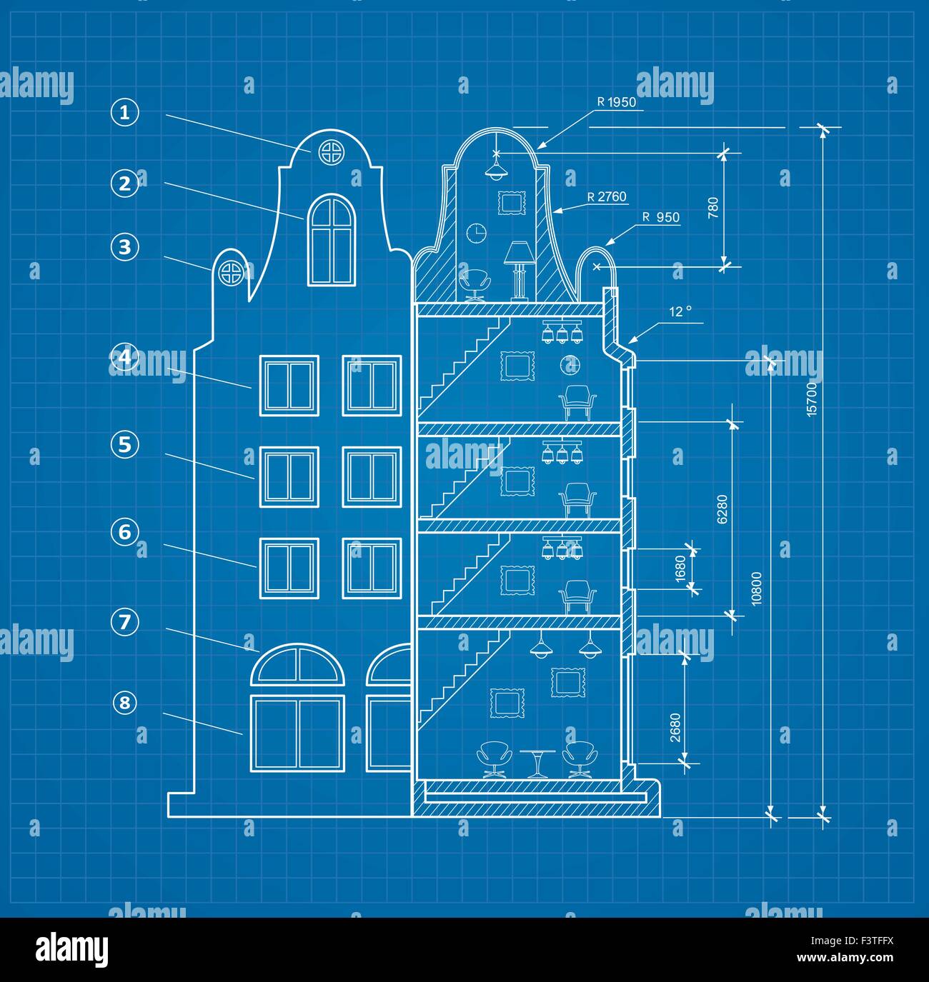 Blueprint facility and engineering printout home Stock Vector Image ...