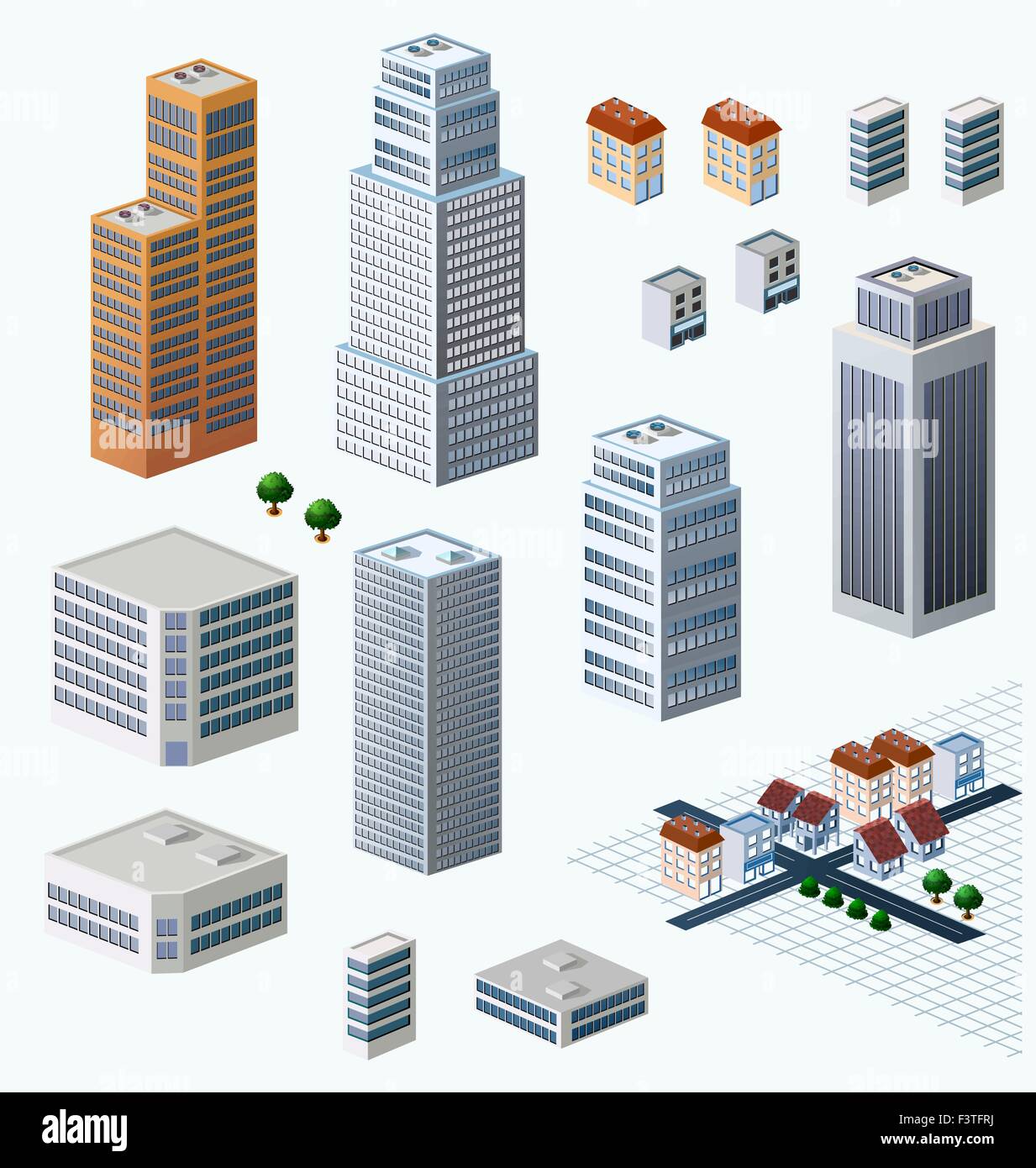 Skyscrapers, urban high-rise home. Set of objects for urban design ...