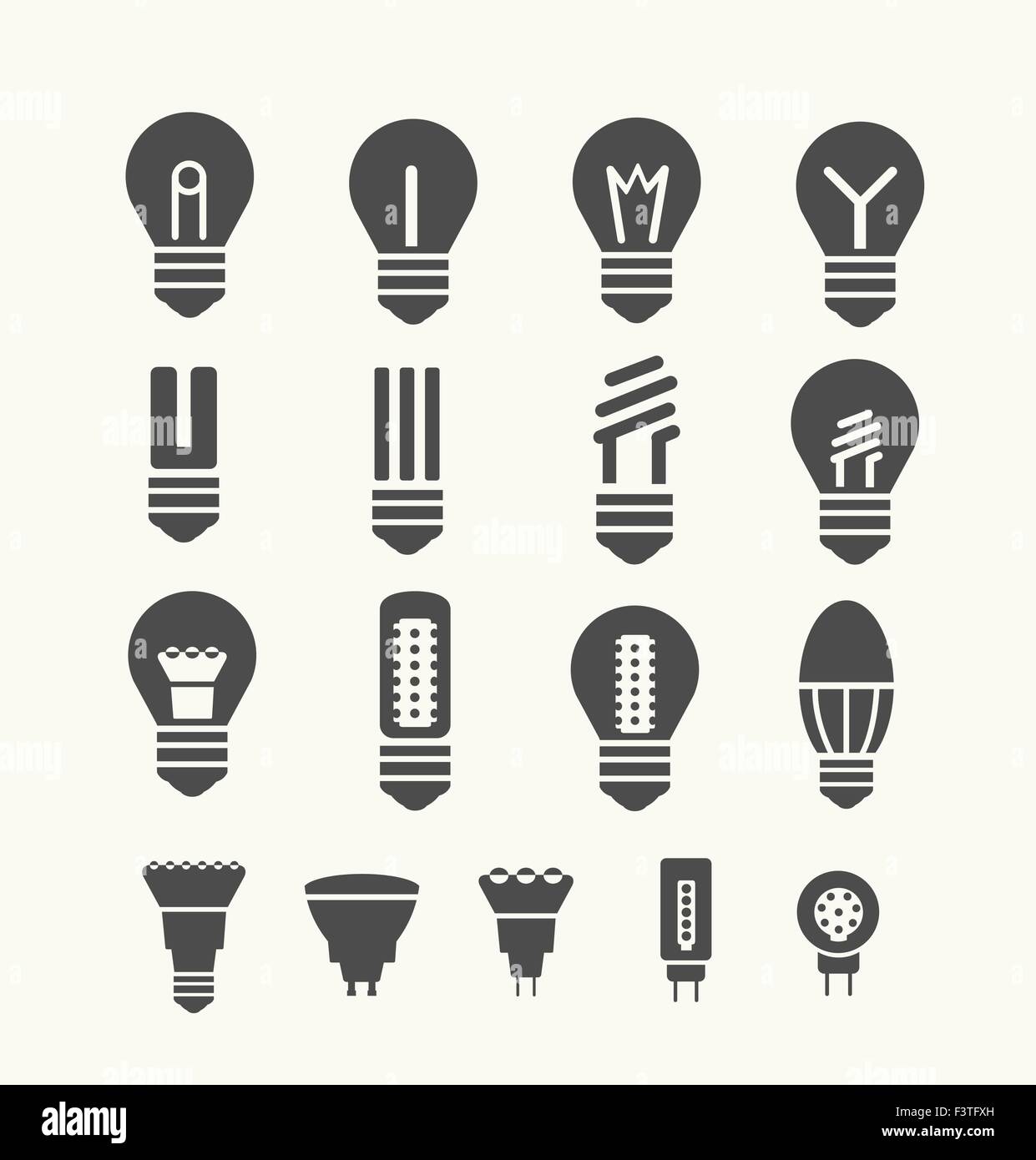 Set of environmental energy saving lamps for art and design Stock ...