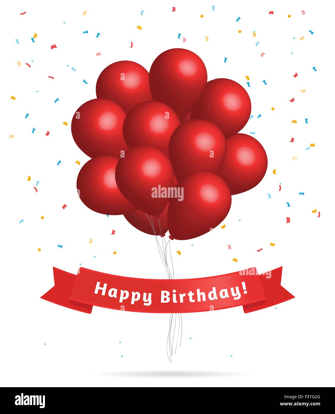Realistic red balloons. Birthday background Stock Vector Image & Art ...