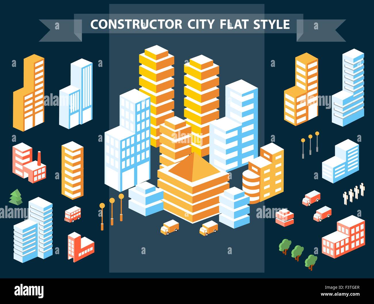 Urban Designer landscapes of the city. Design set in a flat style with ...