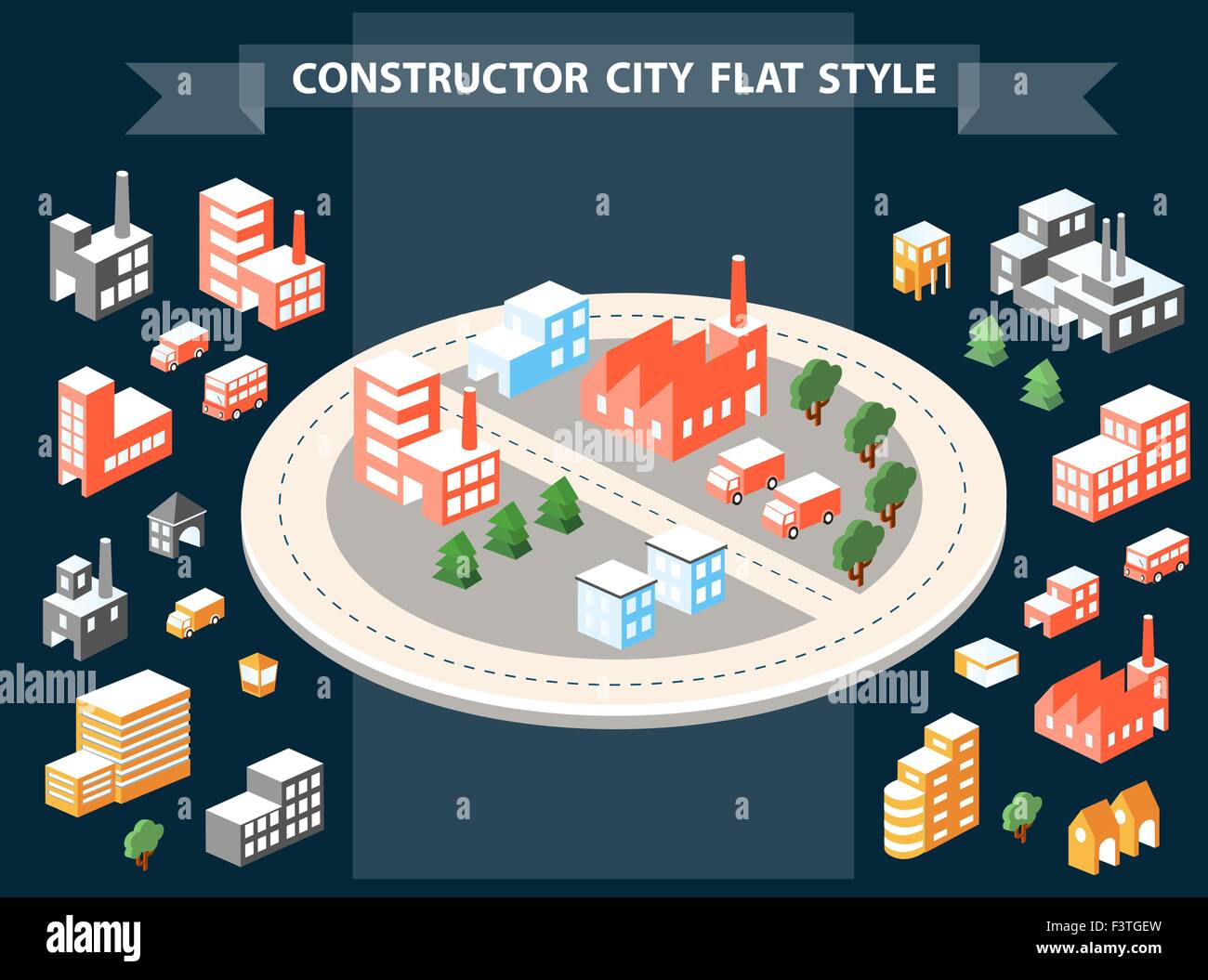 Urban Designer landscapes of the city. Design set in a flat style with ...