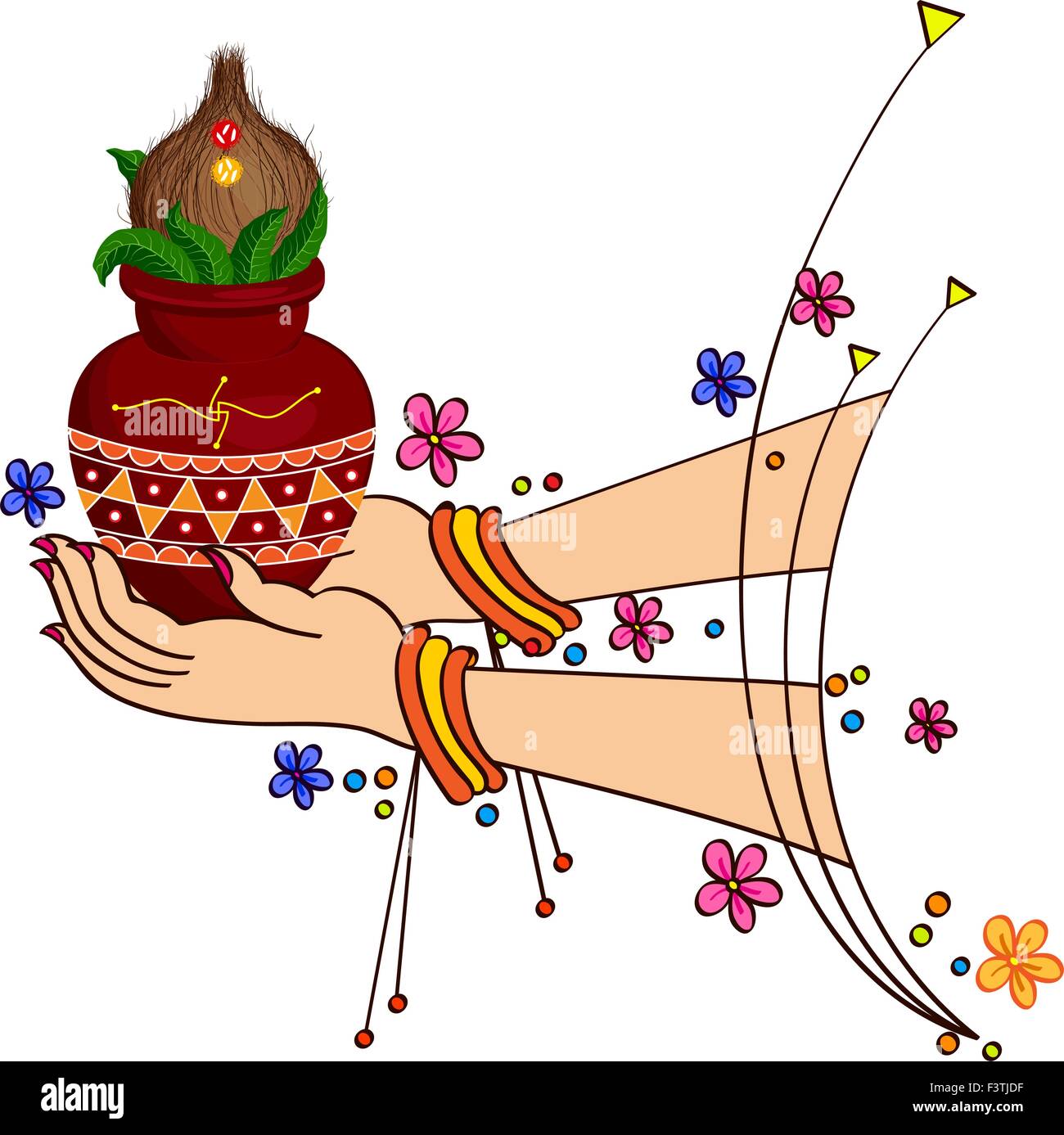 Lady Holding Mangal Kalesha Vector Art Stock Vector Image & Art - Alamy