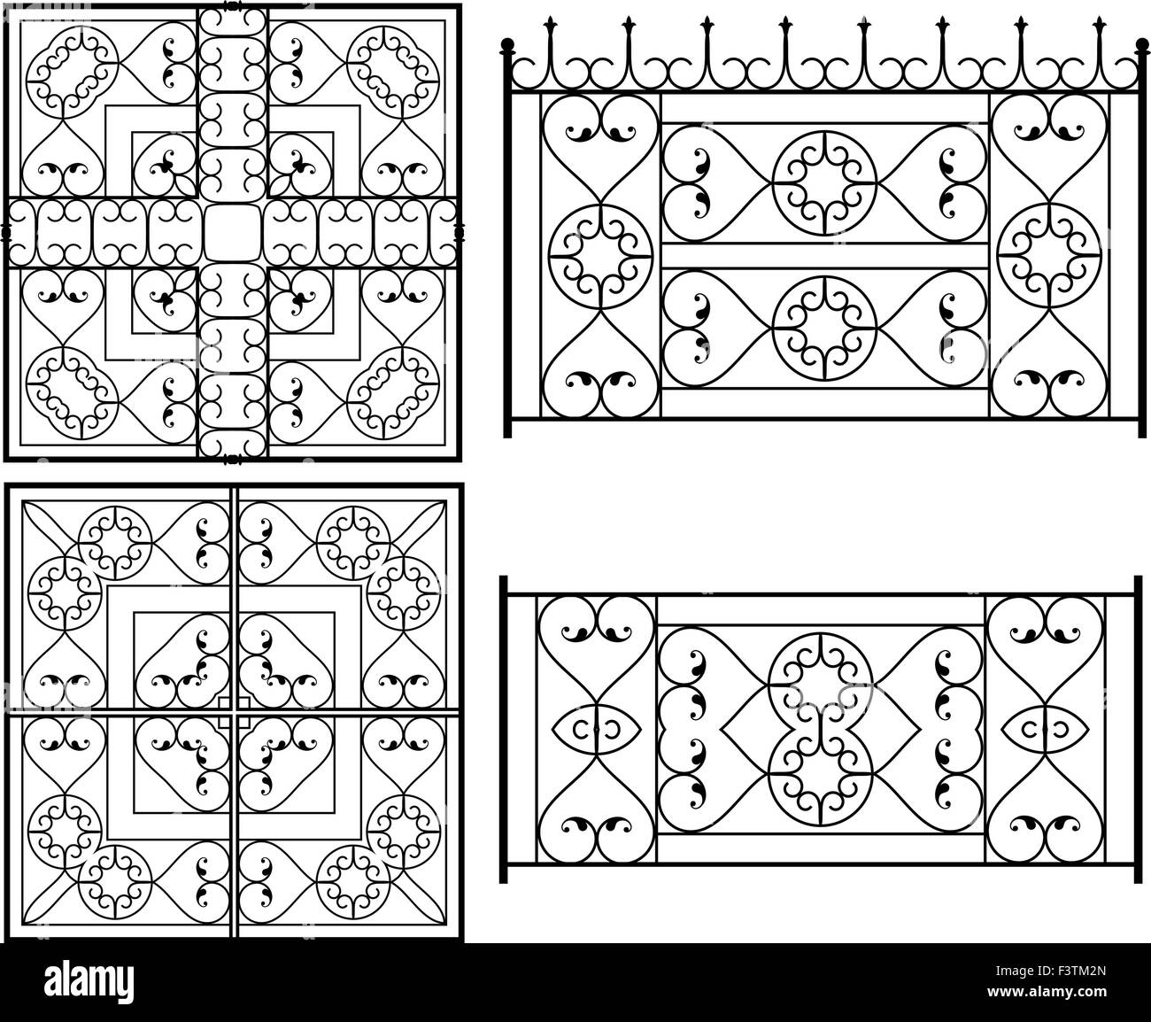 Wrought Iron Gate, Door, Fence, Window, Grill, Railing Design Vector ...