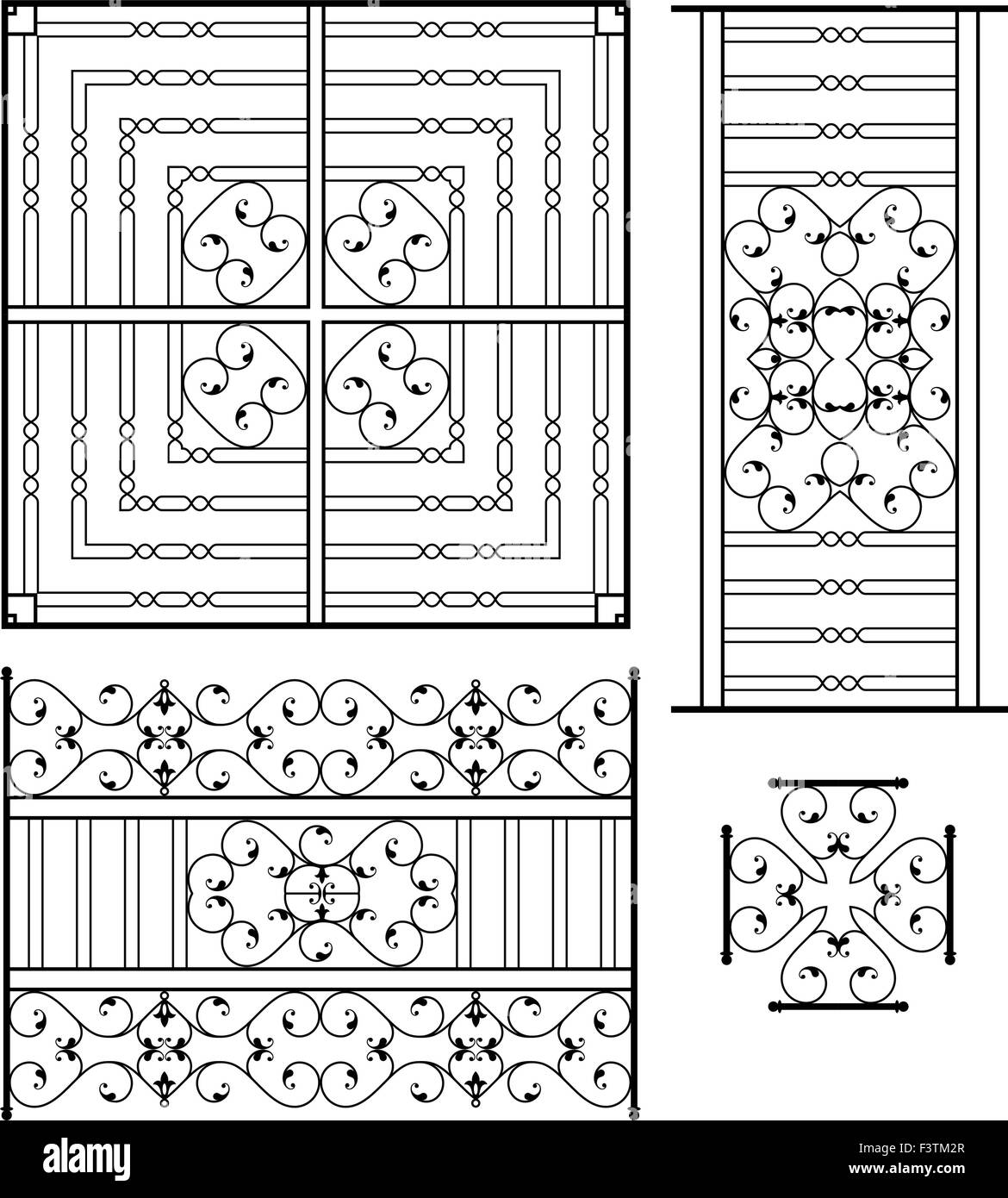 Wrought Iron Grill, Gate, Door, Fence, Window, Railing Design Vector ...