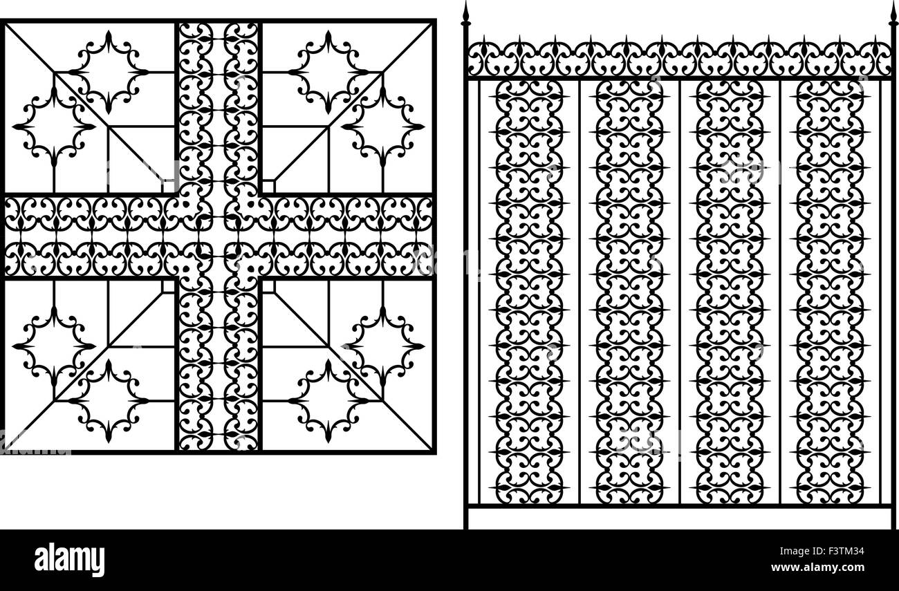Wrought Iron Grill, Gate, Door, Fence, Window, Railing Design Vector ...