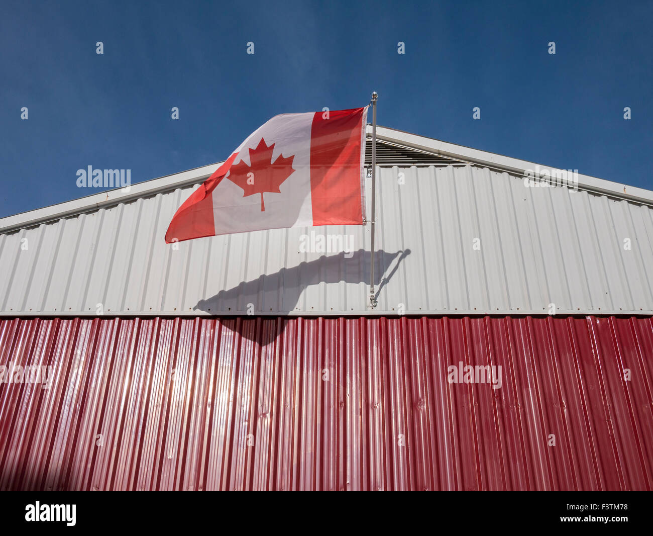 Farmhouse barn and marketplace entrance with Canadian flag Stock Photo ...