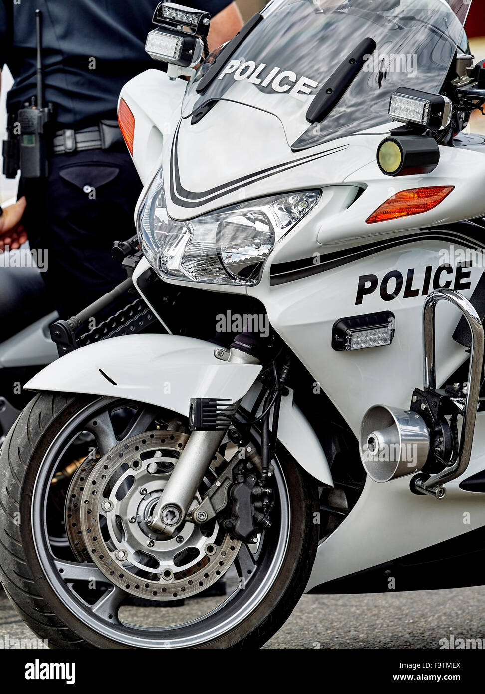 Police motorcycles parked on road Stock Photo - Alamy
