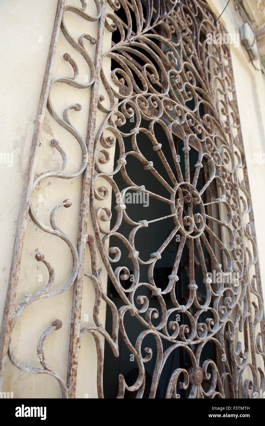 Cuba Havana, detailed image of metal grilles of a door (flower style ...