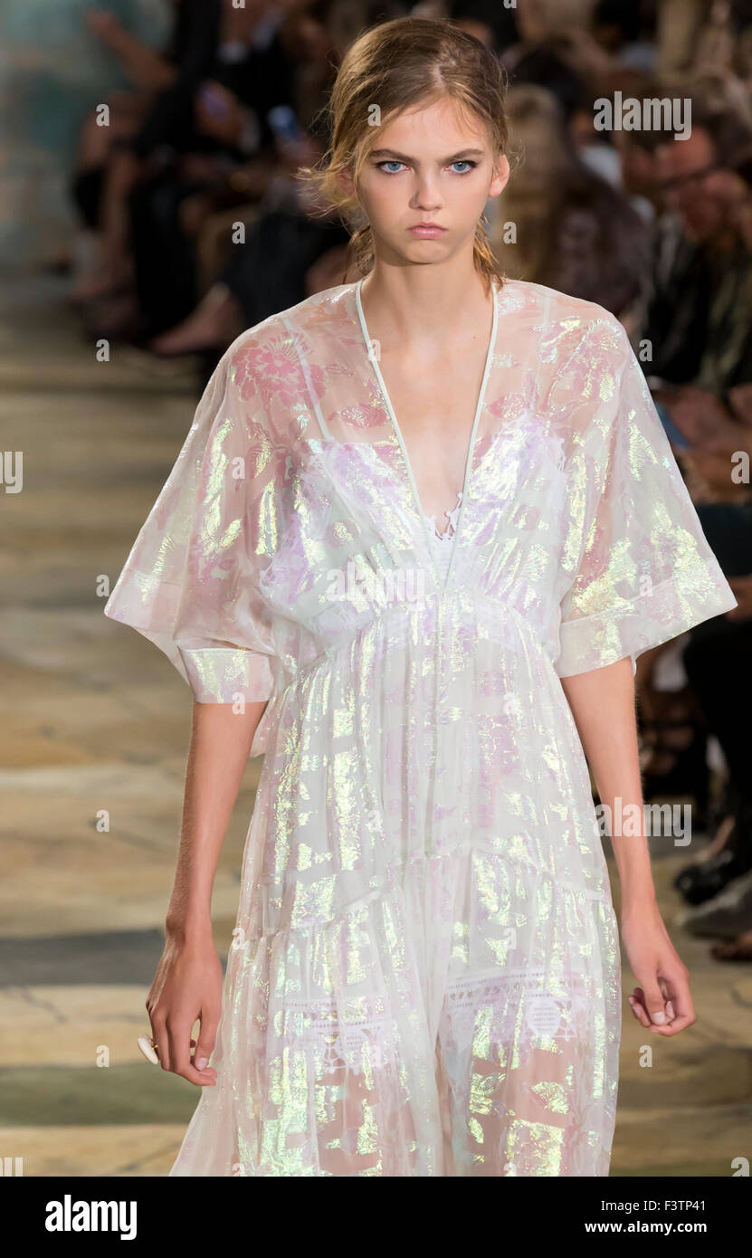New York City, USA - September 15, 2015: Molly Bair walks the runway at ...