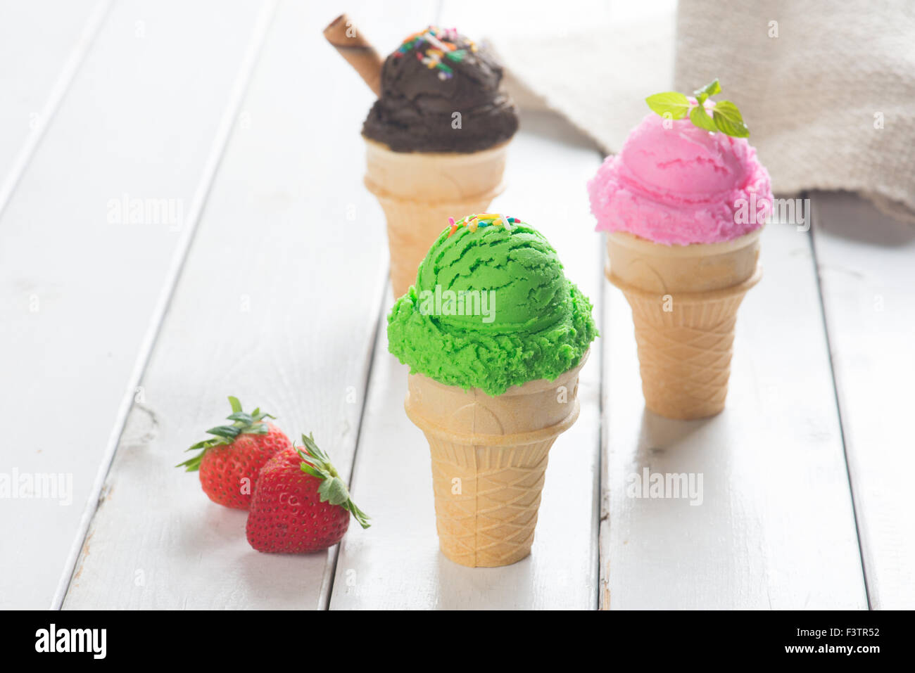 various cone ice creams Stock Photo - Alamy