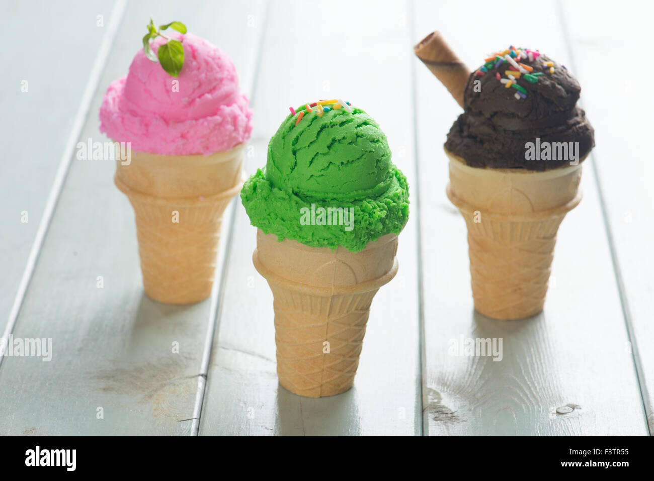 various cone ice creams Stock Photo - Alamy