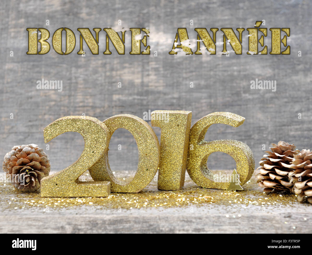 golden figures 2016 with text happy new year (bonne annee in french) on ...