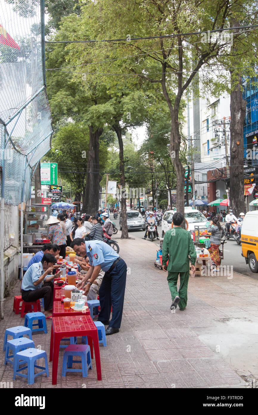 street food being served on the streets of Ho Chi Minh formerly Saigon ...