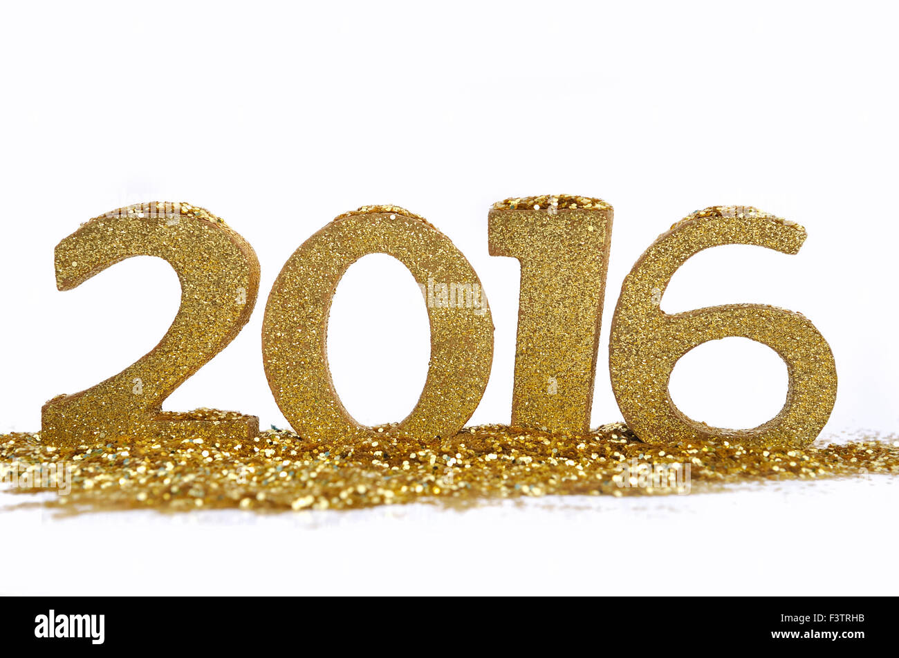 golden figures 2016 with glitters on white background Stock Photo - Alamy