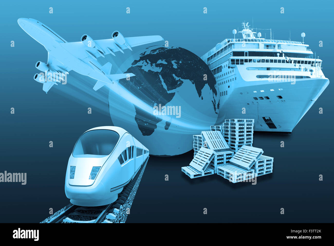 Earth globe and ship Stock Photo - Alamy