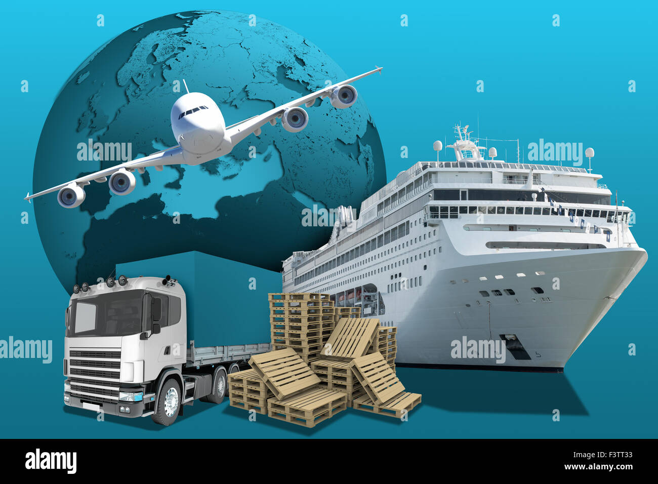 Earth globe with ship Stock Photo - Alamy