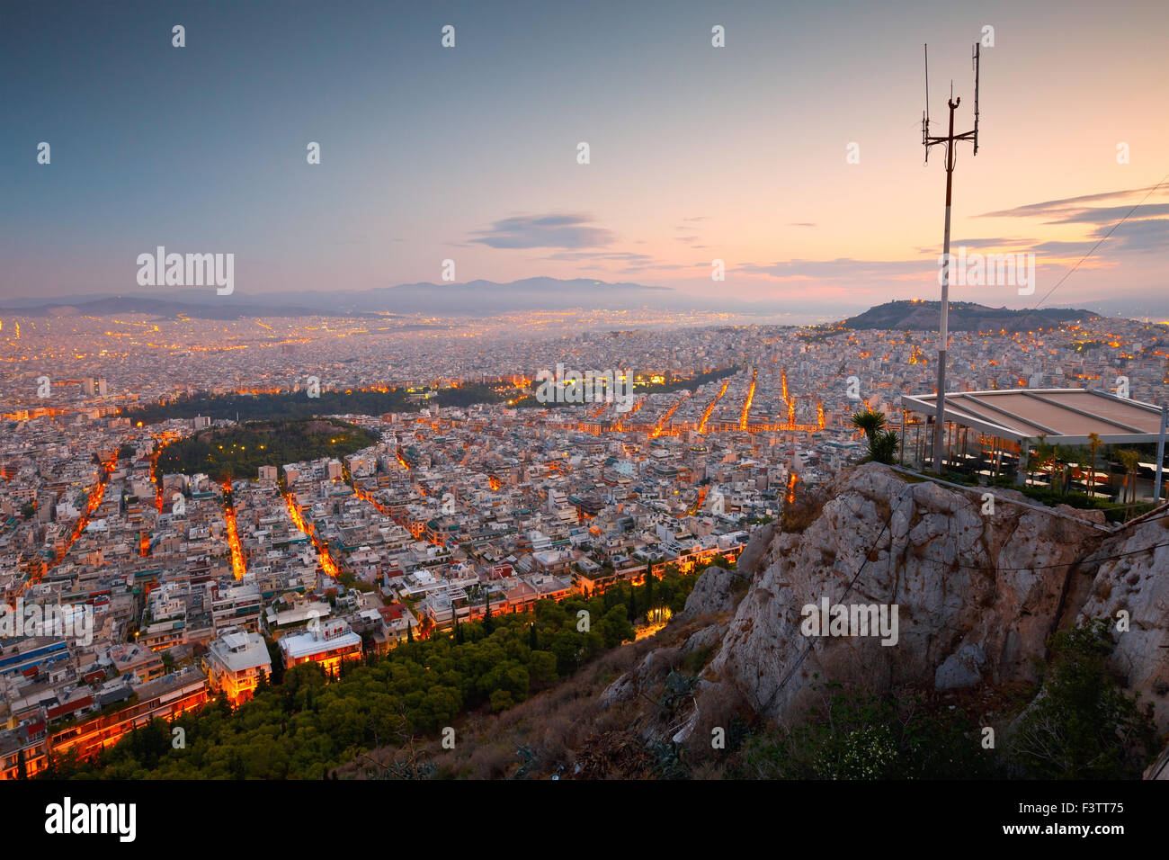View of Athens and Strefi Hill from Lycabettus Hill Stock Photo - Alamy