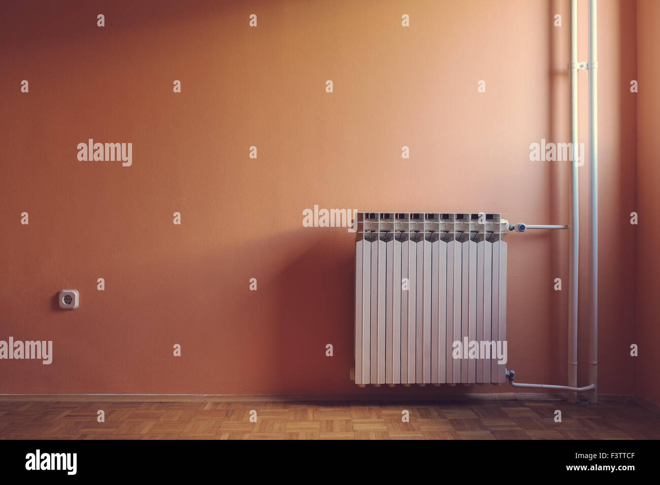 Pastel retro color of warm windows natural illuminated empty room with ...