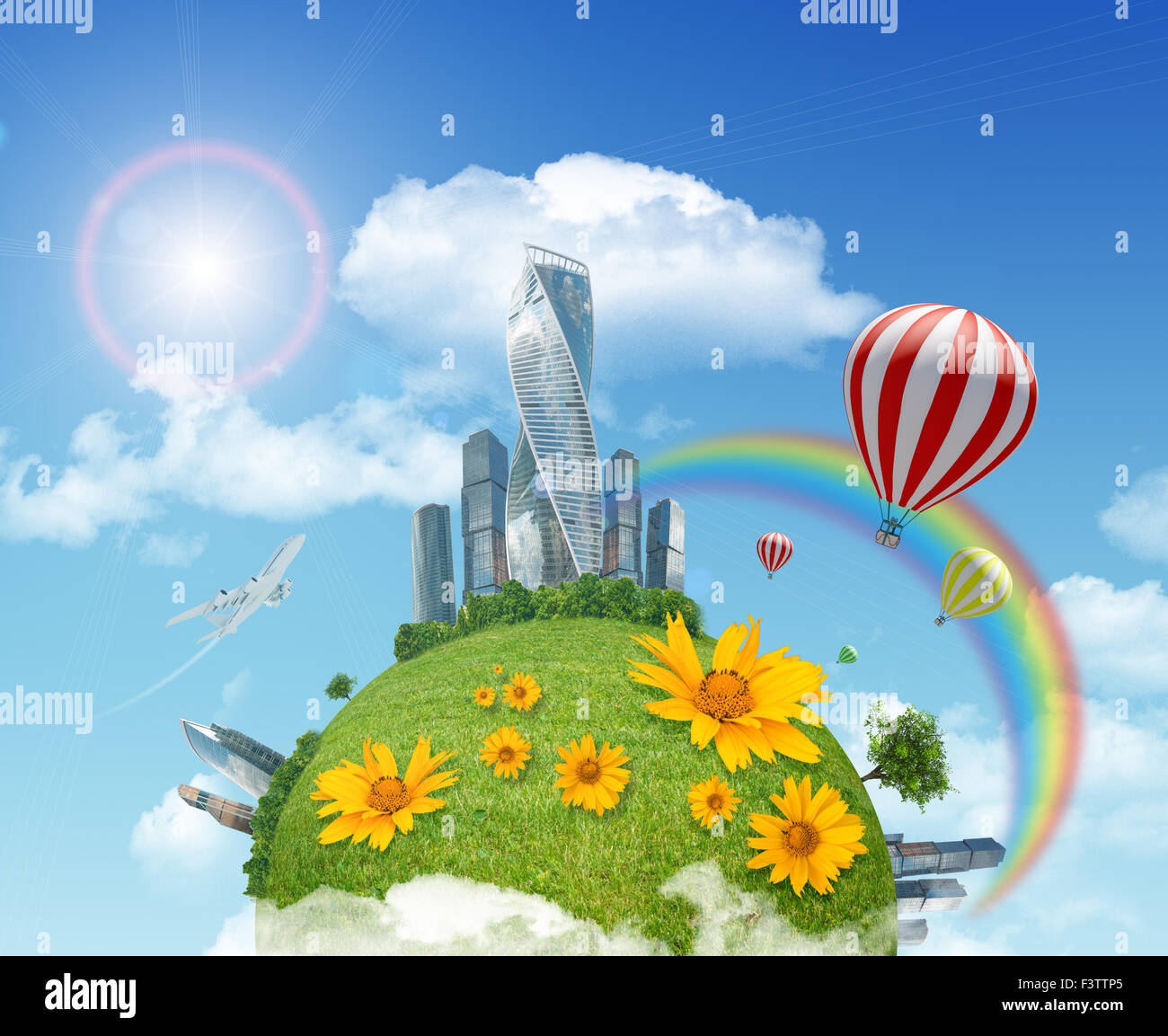 Balloon earth city hi-res stock photography and images - Alamy