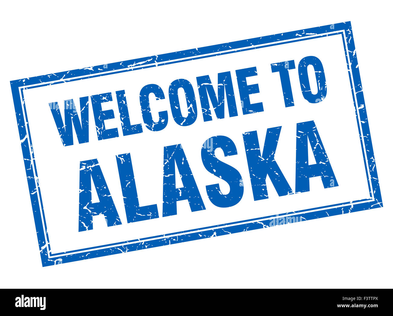 Alaska blue square grunge welcome isolated stamp Stock Photo - Alamy